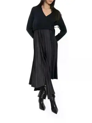 ALLSAINTS Lucille Pleated Asymmetric Dress - Black