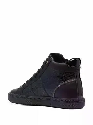 Geox Croc-effect High-top Leather Trainers