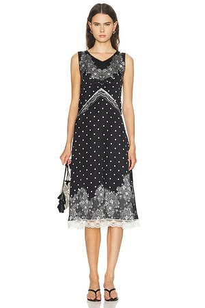 Marc Jacobs Trompe L'oeil Slip Midi Dress Black Multi