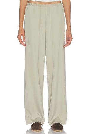 THE ROW The Row Duvain Silk Satin Straight Leg Trousers Cloudy Beige