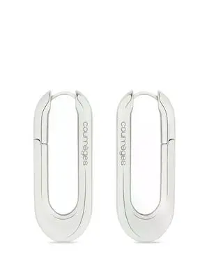 COURREGES Tone Logo Detail Hoop Earrings