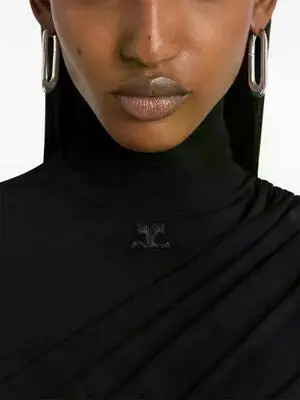 COURREGES Tone Logo Detail Hoop Earrings