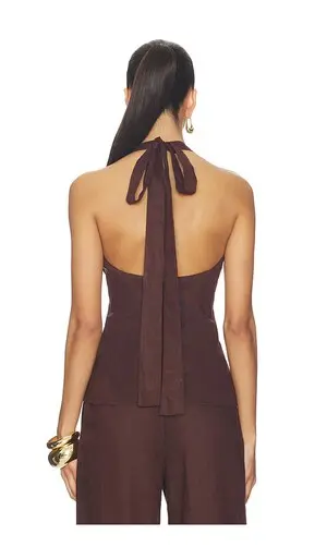 Bardot Cavarly Linen Halter Top