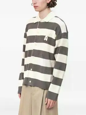 AMI Paris Cotton Cardigan With De Coeur Detail - Neutrals