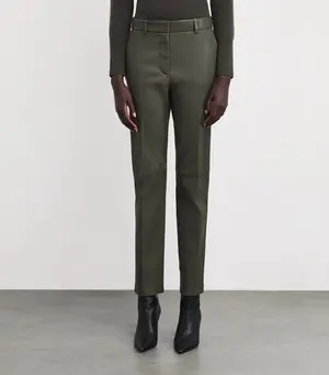 JOSEPH Coleman Leather Trousers - Green