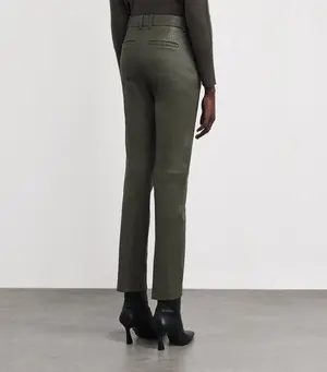 JOSEPH Coleman Leather Trousers - Green