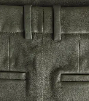 JOSEPH Coleman Leather Trousers - Green