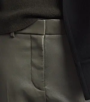 JOSEPH Coleman Leather Trousers - Green
