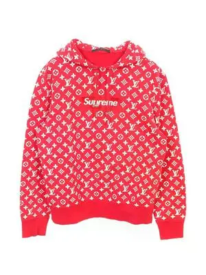 LOUIS VUITTON X Supreme Box Logo Cotton Pullover Hoodie - Red