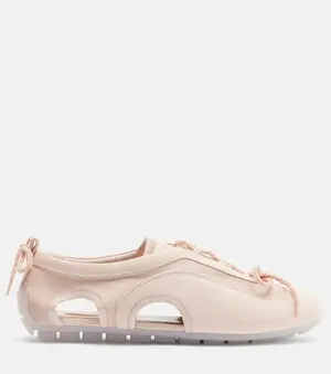 Simone Rocha Cutout Suede-trimmed Satin Sneakers