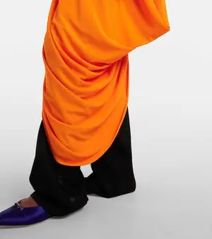 TOM FORD Asymmetric Draped Crepe Jersey Top - Orange