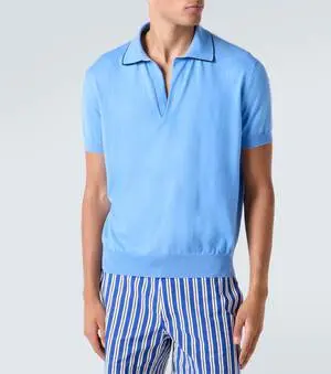 TOM FORD Cotton And Silk Polo Shirt - Blue