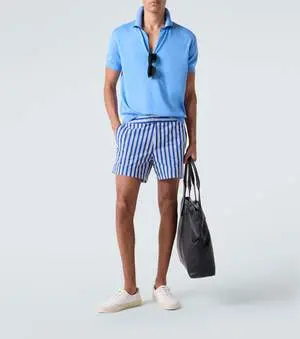 TOM FORD Cotton And Silk Polo Shirt - Blue
