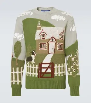 Junya Watanabe Intarsia Cotton And Wool Sweater - Multicoloured