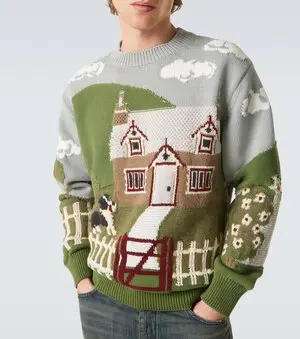 Junya Watanabe Intarsia Cotton And Wool Sweater - Multicoloured