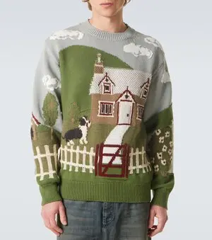 Junya Watanabe Intarsia Cotton And Wool Sweater - Multicoloured