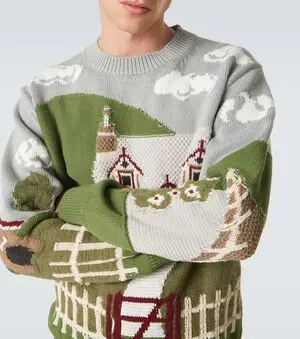 Junya Watanabe Intarsia Cotton And Wool Sweater - Multicoloured