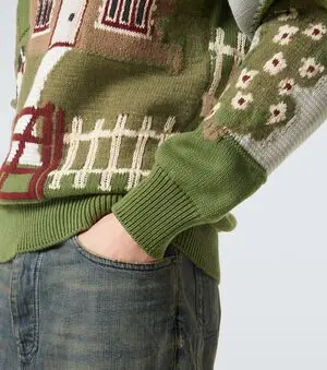 Junya Watanabe Intarsia Cotton And Wool Sweater - Multicoloured