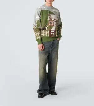 Junya Watanabe Intarsia Cotton And Wool Sweater - Multicoloured