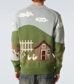 Junya Watanabe Intarsia Cotton And Wool Sweater - Multicoloured