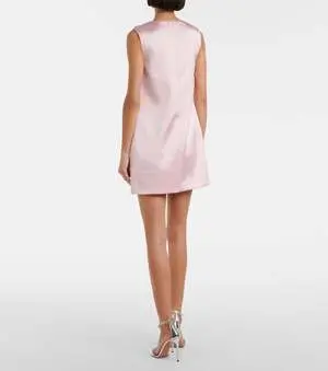 SELF-PORTRAIT Satin Mini Dress With Floral Appliqu