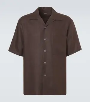 Zegna Linen Bowling Shirt - Brown