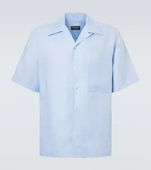 Zegna Linen Bowling Shirt - Blue