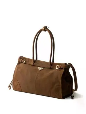Prada Bonnie Large Nubuck Leather Handbag - Brown