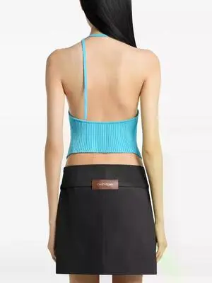 COURREGES Halterneck Ribbed Knit Top - Blue