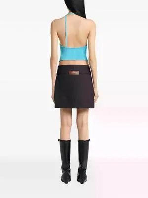 COURREGES Halterneck Ribbed Knit Top - Blue