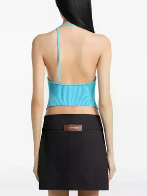 COURREGES Halterneck Ribbed Knit Top - Blue