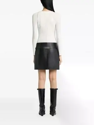 COURREGES Ribbed Knit Cut-out Long Sleeve Top - White