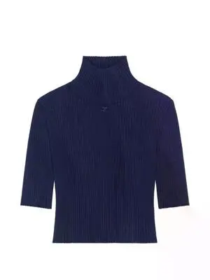 COURREGES Ribbed Knit Cropped Top With Logo Detail