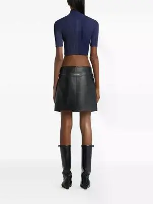 COURREGES Ribbed Knit Cropped Top With Logo Detail