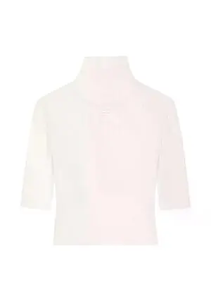 COURREGES Cropped Ribbed Knit Sweater - White