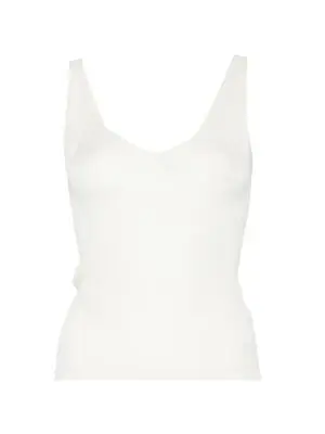 Eric Bompard Ribbed V-neck Tank Top - Neutrals