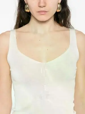 Eric Bompard Ribbed V-neck Tank Top - Neutrals