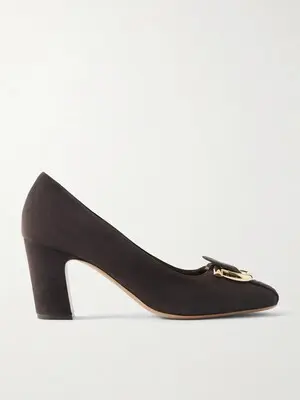 FERRAGAMO Ferragamo Gancini Buckled Suede Pumps Brown