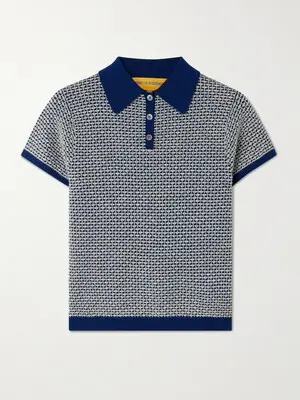 Guest In Residence Cashmere Piqué Polo Shirt - Blue