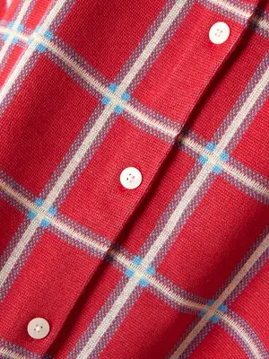 Guest In Residence Checked Silk And Linen-blend Jacquard Shirt - Red