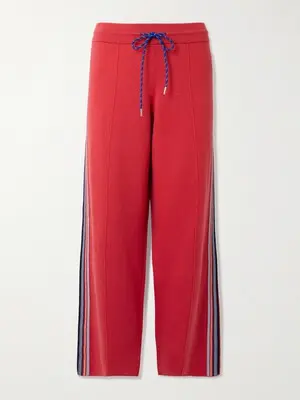 Guest In Residence Striped Cotton-blend Track Pants - Red