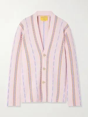 Guest In Residence Baja Striped Cashmere Cardigan - Pink