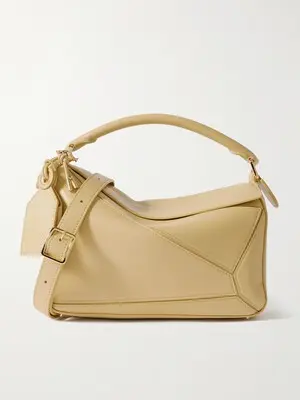 Loewe Featherlight Puzzle Small Textured Leather Shoulder Bag - Neutrals