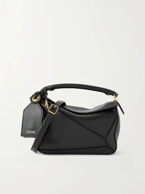 Loewe Featherlight Puzzle Mini Textured-leather Shoulder Bag - Black