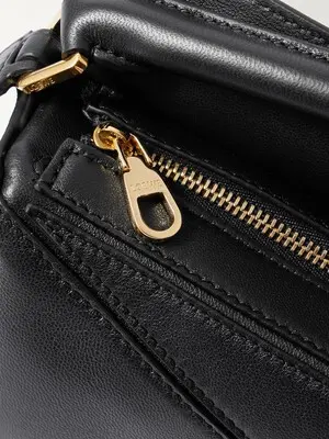 Loewe Featherlight Puzzle Mini Textured-leather Shoulder Bag - Black