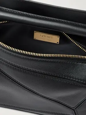Loewe Featherlight Puzzle Mini Textured-leather Shoulder Bag - Black