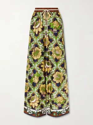 ALEMAIS Liana Printed Silk-twill Wide-leg Trousers - Multi