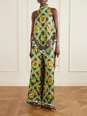 ALEMAIS Liana Printed Silk-twill Wide-leg Trousers - Multi