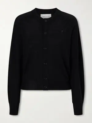 AMI Paris Embroidered Wool Cardigan