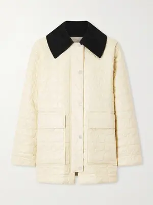 GANNI Quilted Corduroy-trimmed Shell Jacket